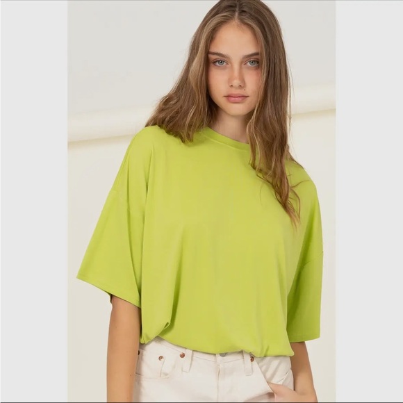 Double Zero | Tops | Algae Oversized Short Sleeve Basic Top | Poshmark